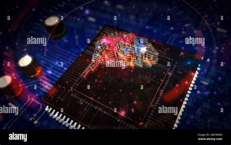 Machine Learning Futuristic 3d Rendering Illustration Concept Of Cybernetic Brain Artificial