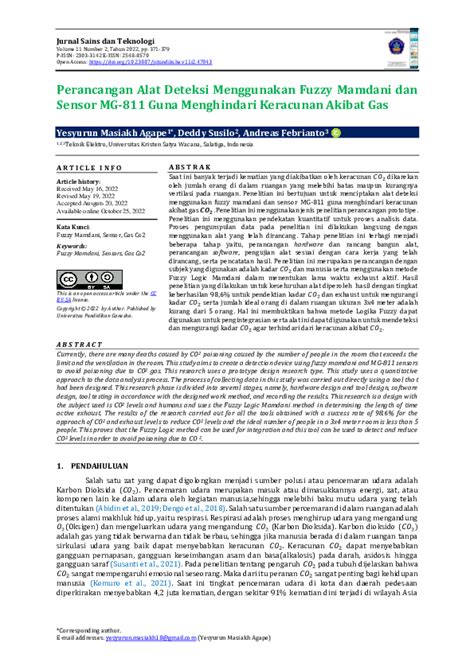 Pdf Perancangan Sistem Deteksi Kadar Co2 Pada Ruangan Tertutup