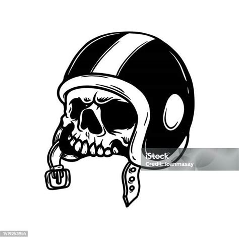 레이서 헬멧의 두개골 그림 포스터 카드 배너 엠블럼 기호를위한 디자인 요소 벡터 일러스트 레이 션 두개골에 대한 스톡 벡터 아트 및 기타 이미지 Istock