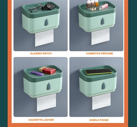 Badu Bg Монтиран на стена държач за тоалетна хартия Водоустойчива кутия за съхранение Тава Кутия