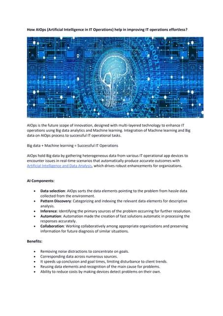 How Aiops Artificial Intelligence In It Operations Help In Improving