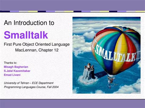 Ppt An Introduction To Smalltalk First Pure Object Oriented Language Maclennan Chapter 12