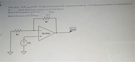Solved Rf Vpp Given Vout Vpp And R K Chegg Com