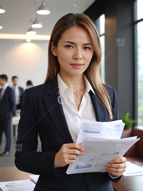 手拿文件的商务女性 素材CNN