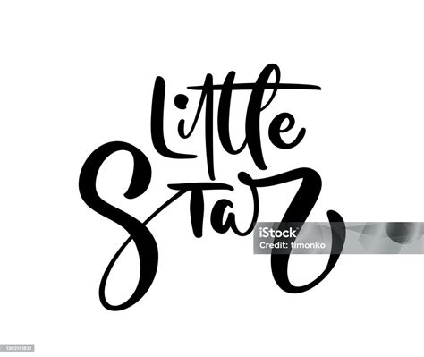 작은 별 벡터 서예 문자 아기 텍스트 흰색 배경에 고립 된 현대및 브러시 펜 글자를 손으로 그린 디자인 인사말 카드 초대장 인쇄 티셔츠 홈 장식 0명에 대한 스톡 벡터 아트