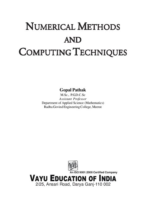 Download Numerical Method Computing Technique Pdf Online By Gopal Pathak Ebook 2022