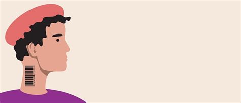 바코드 복사 공간 템플릿 디지털 스캔을 위한 코드 또는 인식을 위한 칩으로 인간 인식의 개념으로 플랫 벡터 스톡 일러스트를 가진 사람 개념에 대한 스톡 벡터 아트 및 기타