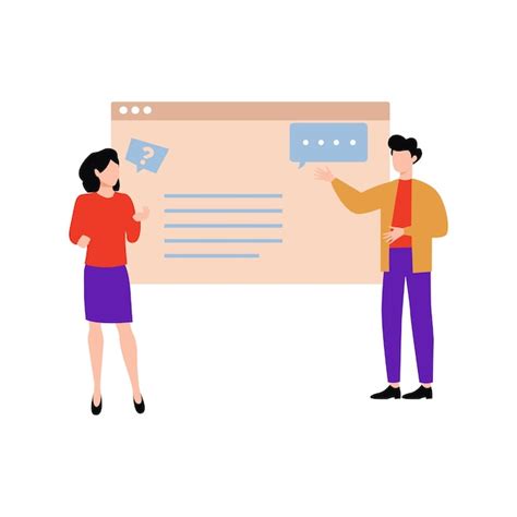 Premium Vector A Girl And A Boy Are Talking About A Message On A Webpage