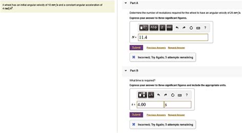 Solved A Wheel Has An Initial Angular Velocity Of 10 Rev S And A Constant Angular Acceleration