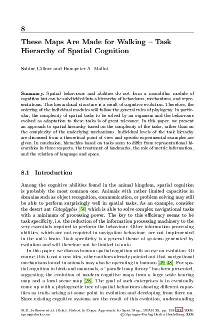 Pdf These Maps Are Made For Walking Task Hierarchy Of Spatial Cognition