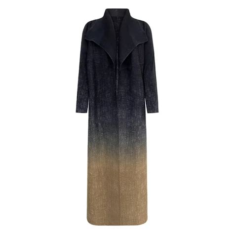 Kaf Women Large Size Trench Coat Lapel Long Sleeve Gradient Color