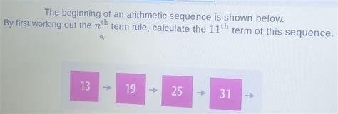Solved The Beginning Of An Arithmetic Sequence Is Shown Below By