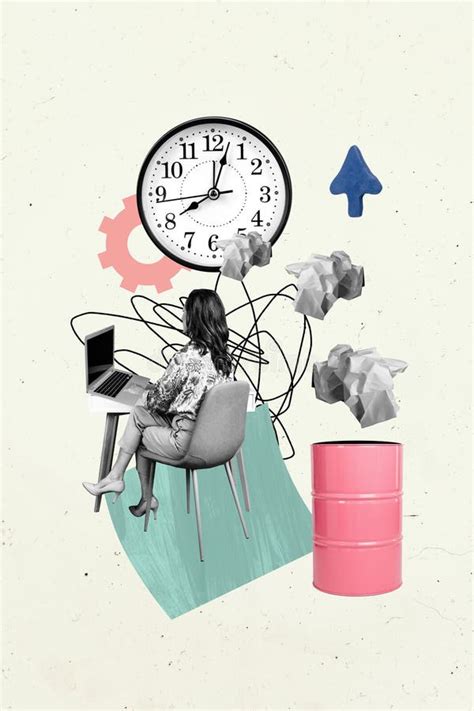 Vertical Photo Collage Of Anonym Business Woman Type Laptop Cursor