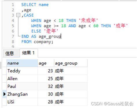 GaussDB SQL基础语法示例 常见的条件表达式 Gauss松鼠会 华为云开发者联盟