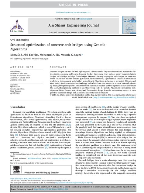 Pdf Structural Optimization Of Concrete Arch Bridges Using Genetic