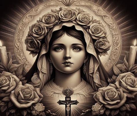 A Woman With A Cross On Her Head Is Holding A Cross Premium Ai