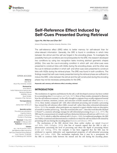 pdf self reference effect induced by self cues presented during retrieval