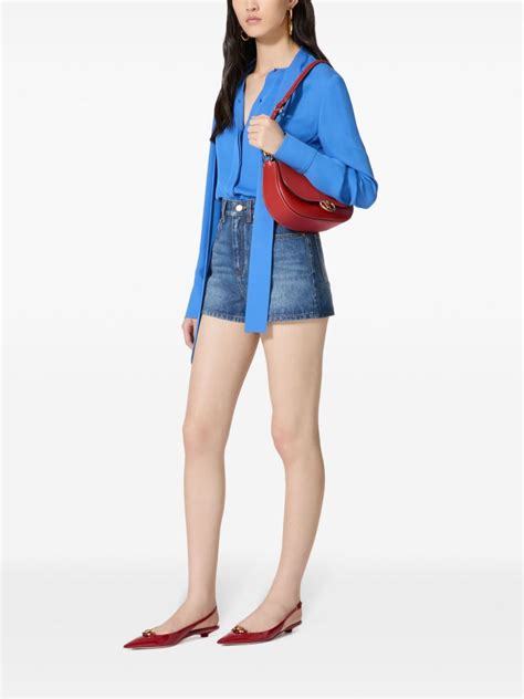 Valentino Garavani 조젯 실크 블라우스 블루 Farfetch Kr