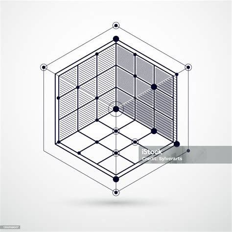 Vector Of Abstract Geometric 3d Cube Pattern And Black And White