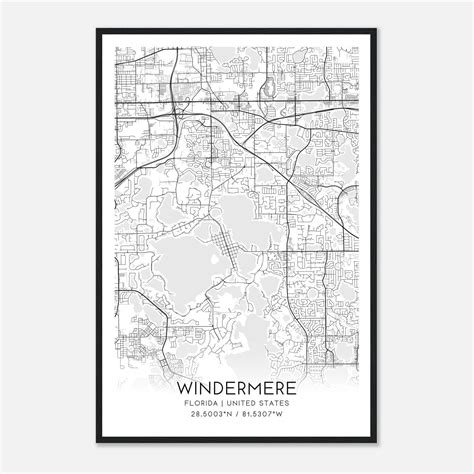 Windermere Florida Map Poster Modern Home Decor Wall Art Print