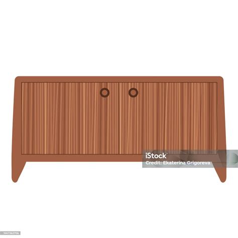 세기 중반 나무 캐비닛 복고풍 서랍장 중고 가구 재활용 개념 벡터 고립 된 그림입니다 가구에 대한 스톡 벡터 아트 및 기타 이미지 Istock