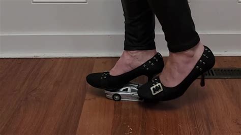 Crushing Car In Heels And Boots