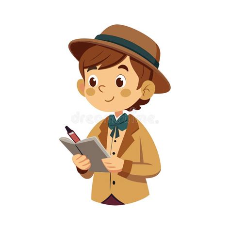 Cartoon Boy Explorer With Book Hat And Bow Tie Illustration Stock