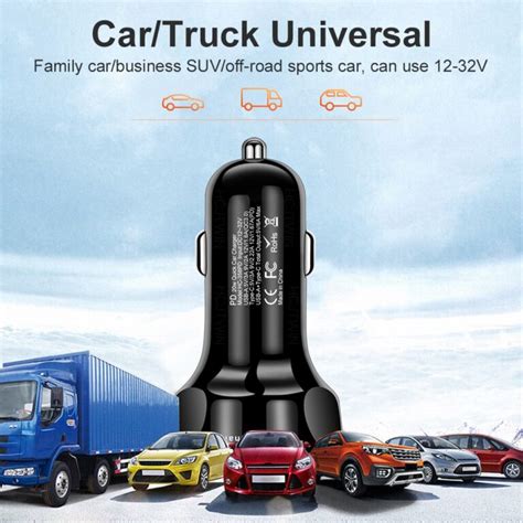 Ports Dual Usb Type C Pd W Car Charger Auto Quick Fast Charging Plug Adapter Alsupersales