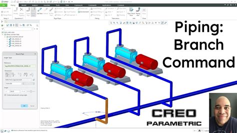 Creo Parametric Piping Routing Branch Command Youtube