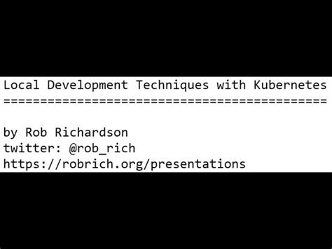 NDC Conferences Talk Local Development Techniques With Kubernetes From NDC Conferences Class