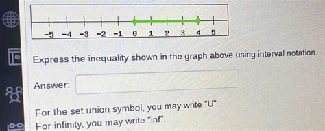 express the inequality shown in the graph above using interval notation