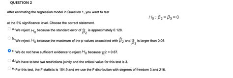 Solved QUESTION After Estimating The Regression Model In Chegg