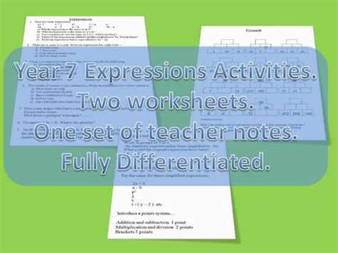 Year 7 Algebraic Expressions Teaching Resources