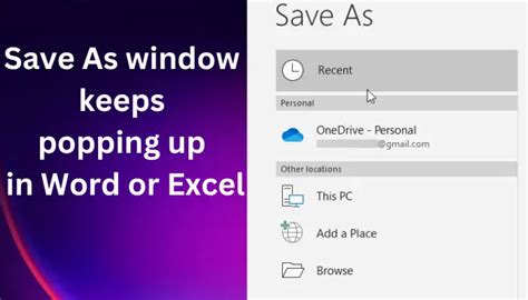 Fix Save As Window Popping Up In Word Or Excel