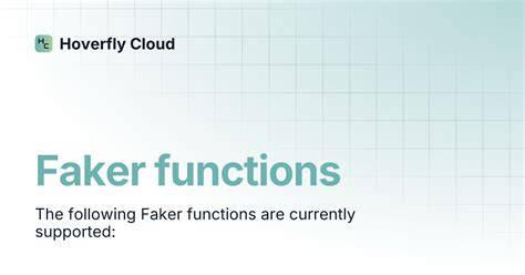 Faker Functions Hoverfly Cloud