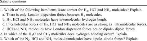 Sample Questions From The Post Test Download Table