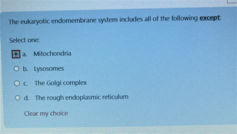 Solved The Eukaryotic Endomembrane System Includes All Of