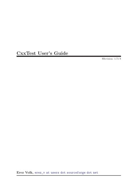 Cxxtest Users Guide Erez Volk Pdf Graphical User Interfaces Class Computer Programming