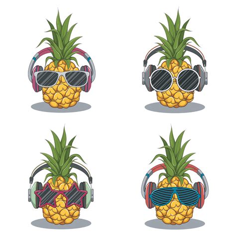 Pineapple With Glasses And Headphones Vector Illustration 10651726