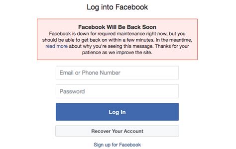 Facebook Is Down For Required Maintenance