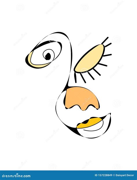 Abstract Face One Line Drawing Portrait Minimalistic Style Fine One Line Drawing Abstract Face