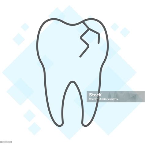 깨진된 치아 선 아이콘 구강 및 치과 깨진 치아 벡터 그래픽 흰색 배경 Eps 10에 선형 패턴을 서명합니다 가득 찬에 대한 스톡 벡터 아트 및 기타 이미지 Istock