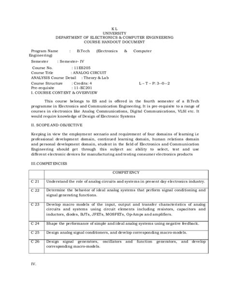 Analog Circuits And Analysis