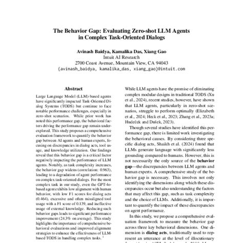 The Behavior Gap Evaluating Zero Shot Llm Agents In Complex Task Oriented Dialogs Acl Anthology