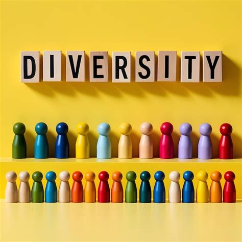 Diversity With Wooden Letter Blocks And Figurines Symbolizing Unity And Inclusion Premium Ai