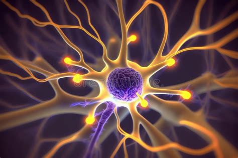 Close Up Of Neuron With Synapses Firing In Rapid Succession Stock Illustration Illustration
