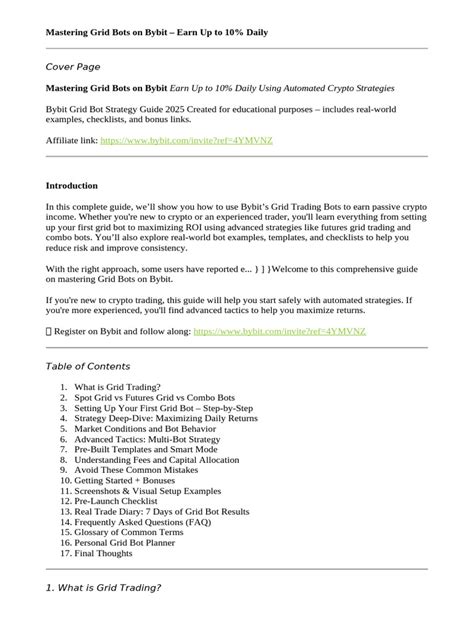 Bybit Grid Bot Guide Earn Up To 10 Percent Daily Pdf Futures