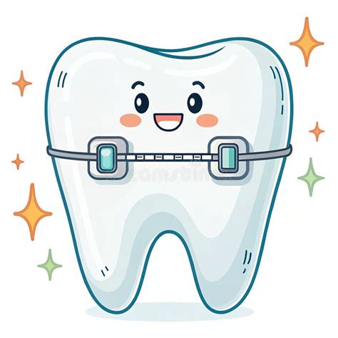 Tooth With Braces On It In Cartoon Style Stock Illustration Illustration Of Smiling Medical
