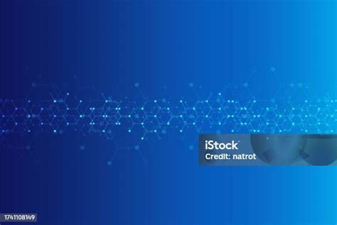 파란색 배경에 육각 형 패턴 유전 연구 분자 구조 화학 공학 혁신 기술의 개념 설계 의료 과학 및 의학 배경에 사용 Dna에 대한 스톡 벡터 아트 및 기타 이미지 Istock