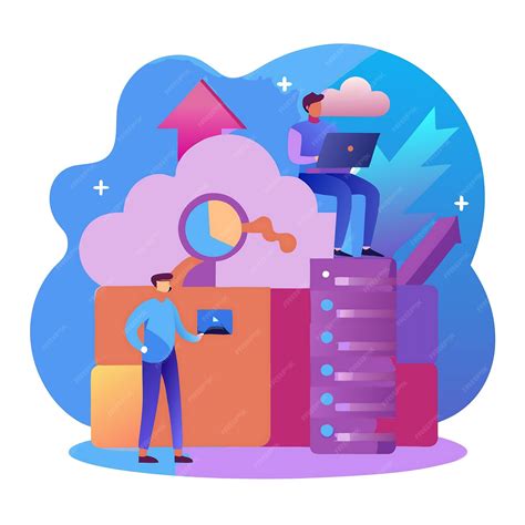 Data Analysis And Cloud Computing Concept With Servers And Users